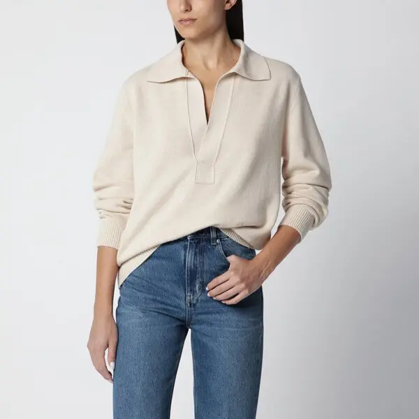 Victoria Beckham Genevieve Sweater In Elderflower Cashmere Blend - Cream