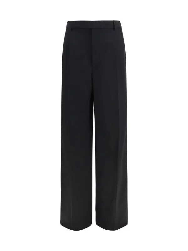 Saint Laurent Fluid Grain De Poudre Trousers - Black