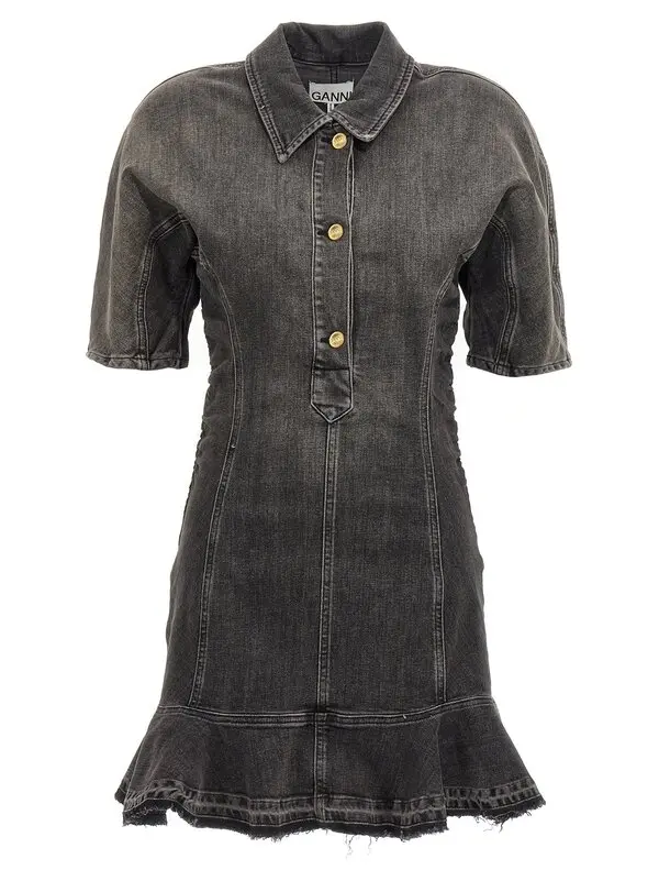 GANNI Tint Edge Denim Dress - Black