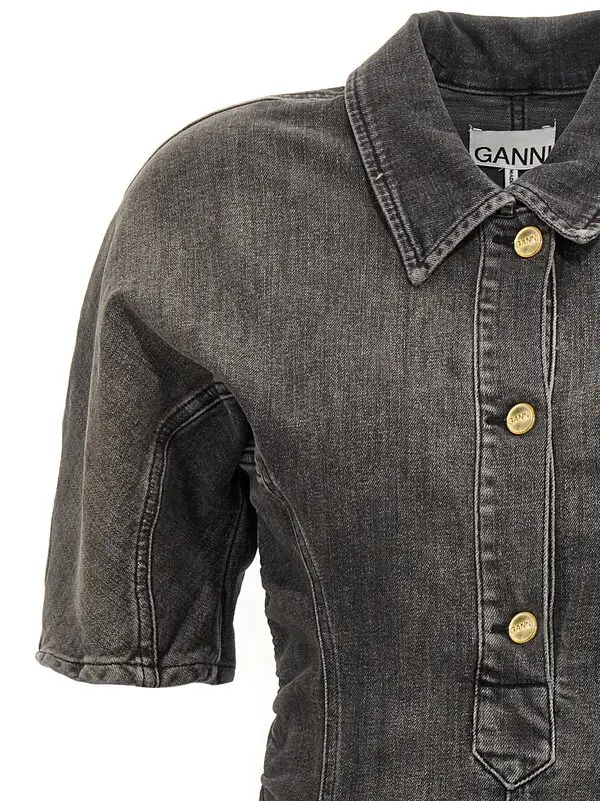 GANNI Tint Edge Denim Dress - Black