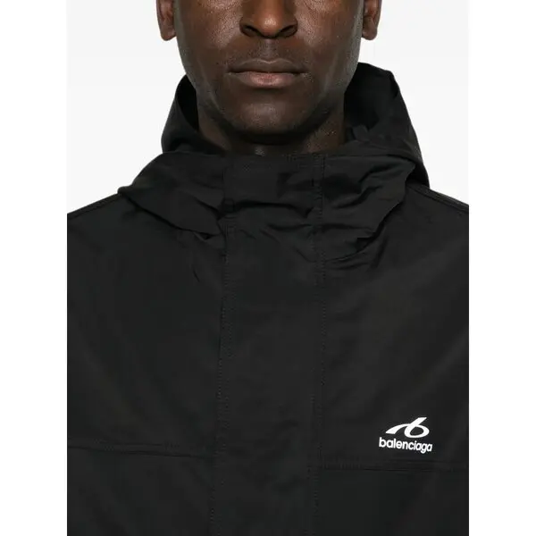 Balenciaga Logo Print Hooded Jacket