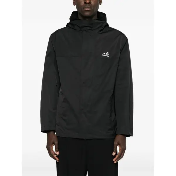 Balenciaga Logo Print Hooded Jacket