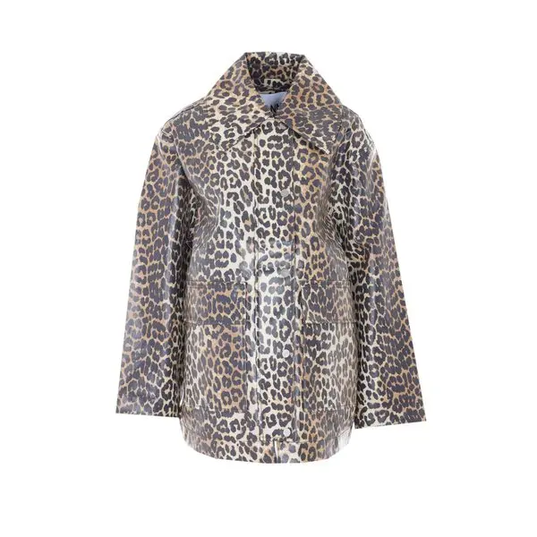 GANNI Laminated Leopard Jacket