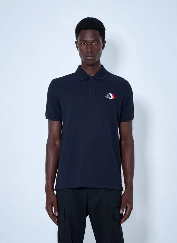 Moncler Polo Shirt With Embroidered Logo - Blue