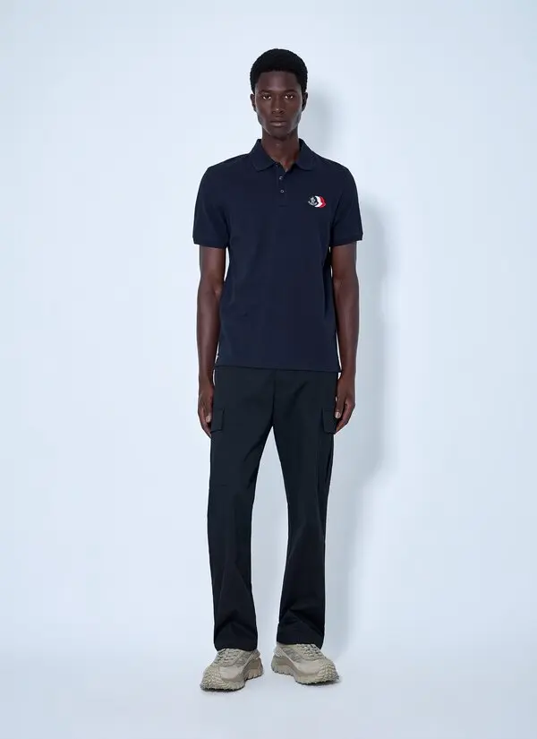Moncler Polo Shirt With Embroidered Logo - Blue