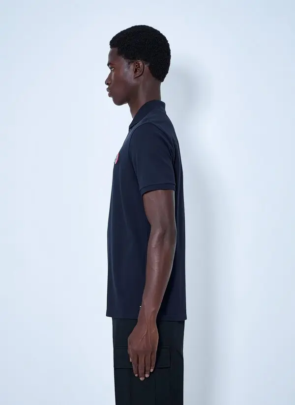 Moncler Polo Shirt With Embroidered Logo - Blue