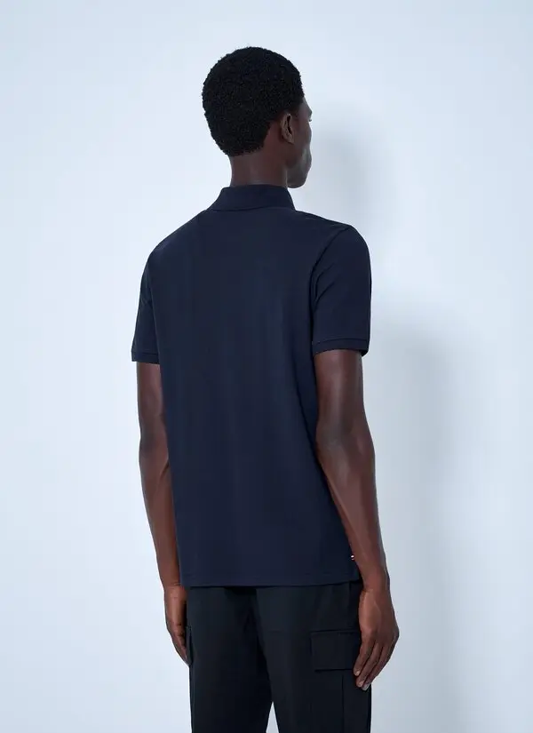 Moncler Polo Shirt With Embroidered Logo - Blue
