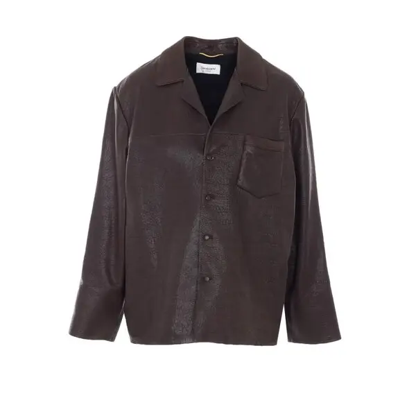 Saint Laurent Bubbled Lambskin Jacket - Brown