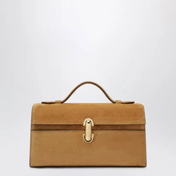 Savette Light Brown Suede Symmetry Pouch - Cream