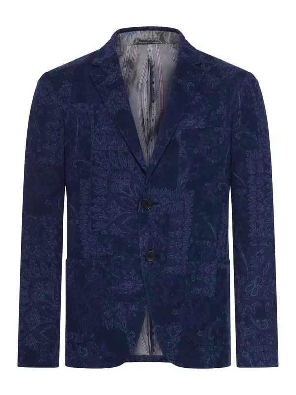 Etro Single-breasted Jacquard Cotton Jacket With Floral Pattern