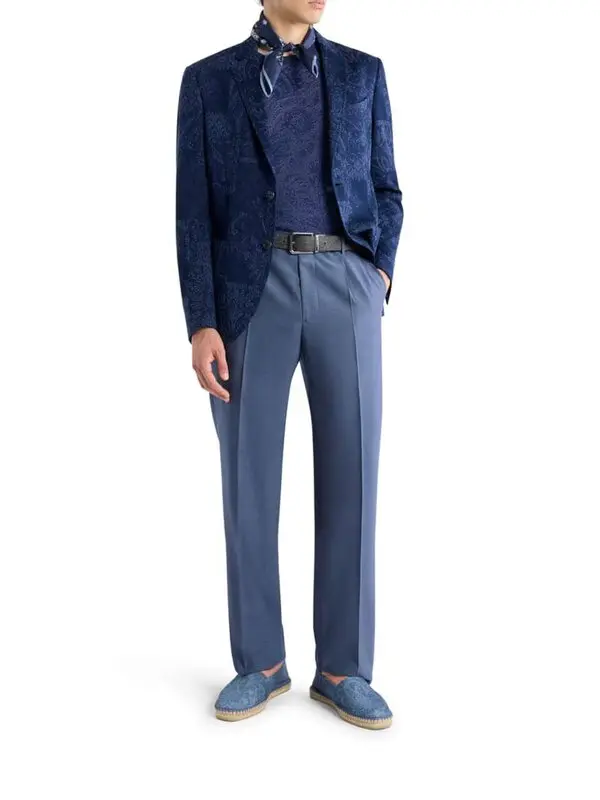Etro Single-breasted Jacquard Cotton Jacket With Floral Pattern
