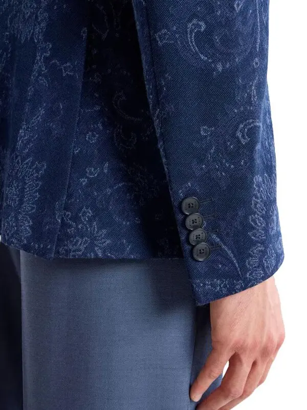 Etro Single-breasted Jacquard Cotton Jacket With Floral Pattern