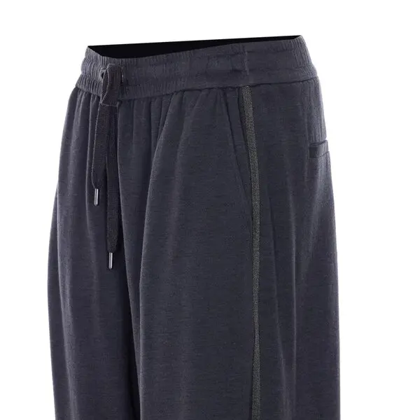Brunello Cucinelli Wide Pants With Precious Stripe - Gray