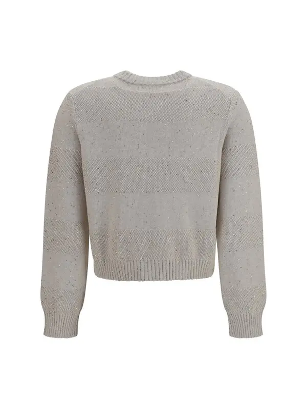 Brunello Cucinelli Long-sleeve Crewneck Cotton Sweater - Cream