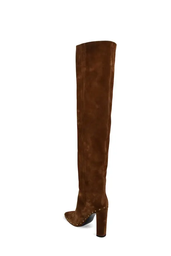Saint Laurent Suede Studded Boots