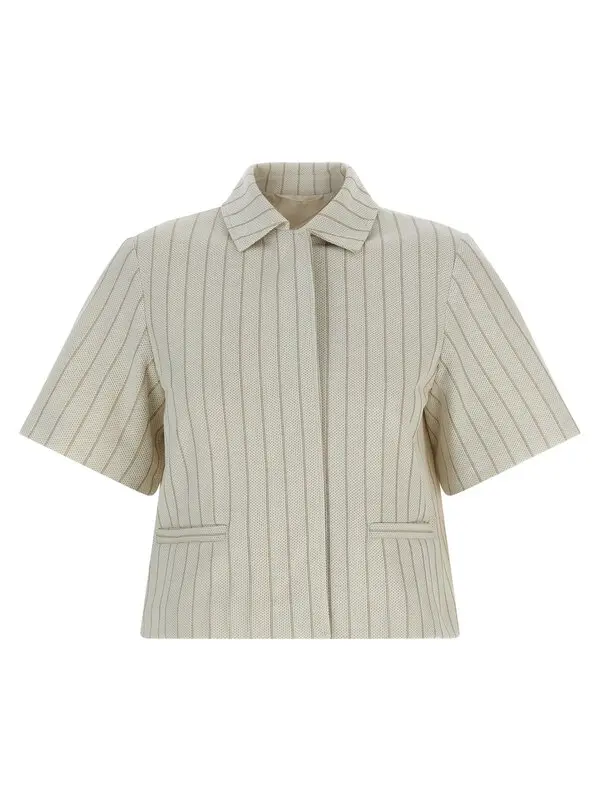 Max Mara Pinstripe Cotton Jersey Jacket - Cream