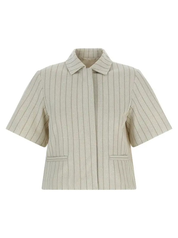 Max Mara Pinstripe Cotton Jersey Jacket - Cream