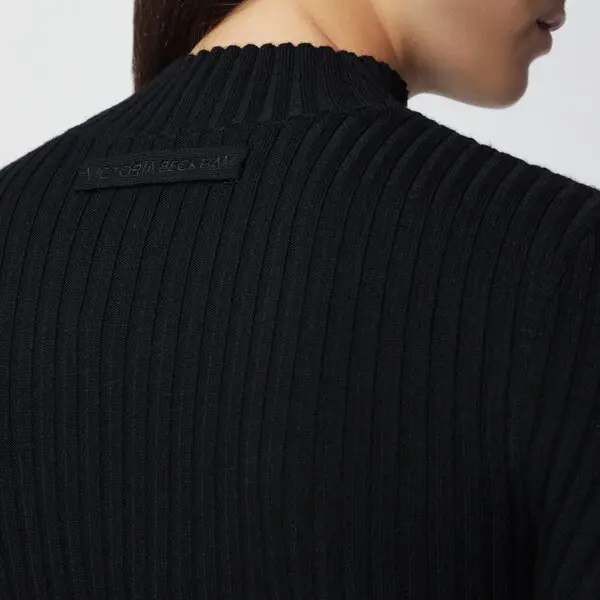 Victoria Beckham Georgia Ribbed Merino Wool Sweater - Black