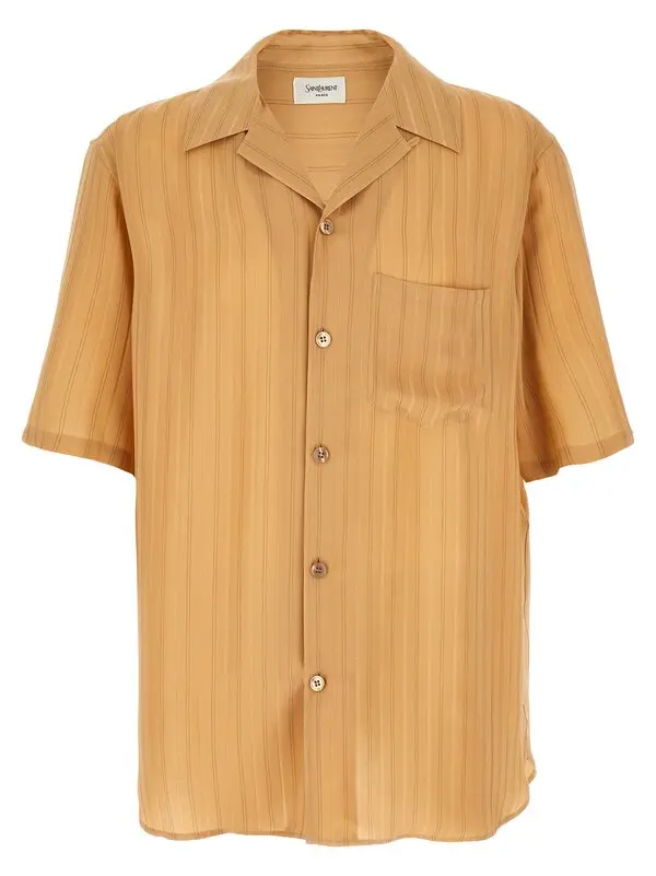 Saint Laurent Striped Silk Shirt - Cream