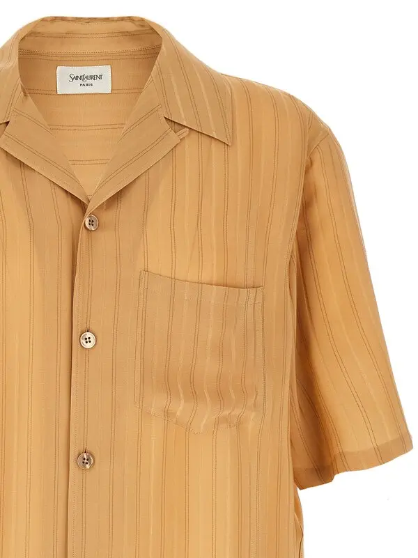 Saint Laurent Striped Silk Shirt - Cream