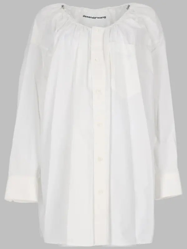 Alexander Wang Cotton Button Up Dress Shirt - White