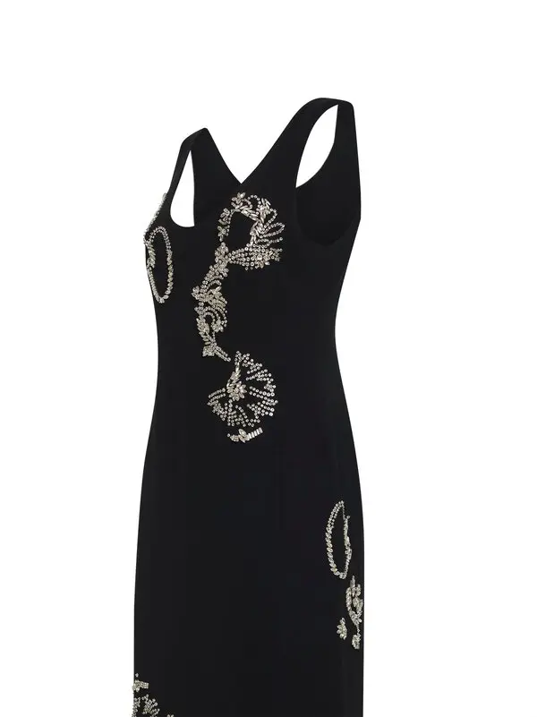 Dries Van Noten Crepe Embroidered Dress - Multicolor
