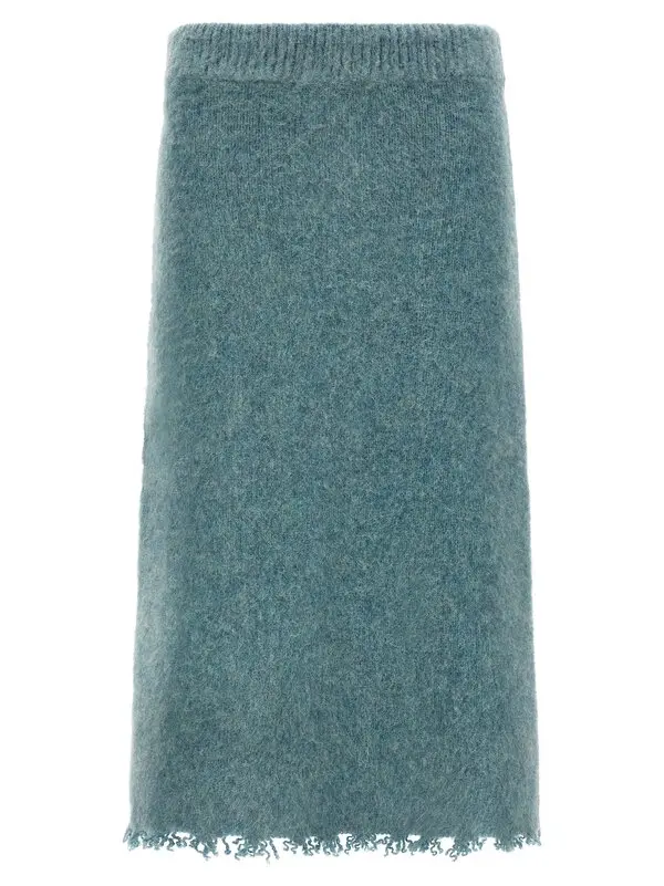 JIL SANDER Wool Knit Midi Skirt - Blue