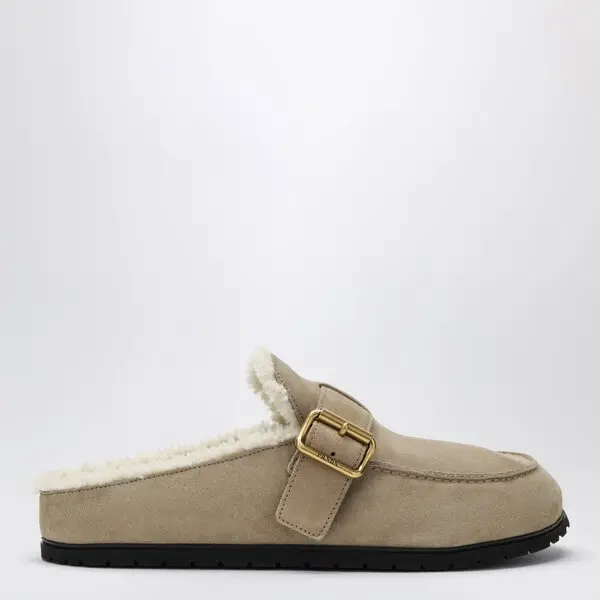 Prada Desert Suede Clogs With Shearling Lining