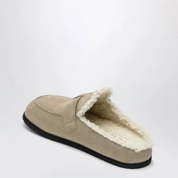 Prada Desert Suede Clogs With Shearling Lining