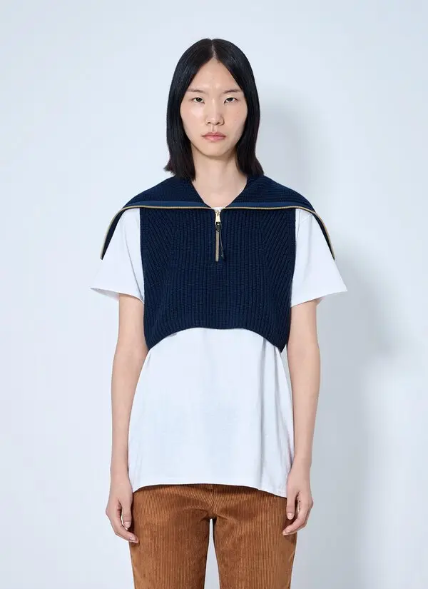 Moncler Zip-front Knit Vest - Blue