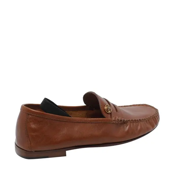 Versace Guanto Leather Loafers - Brown