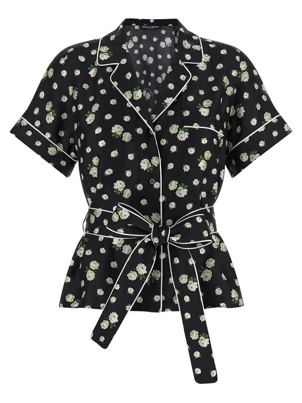 Dolce & Gabbana Fiorellini Silk Twill Shirt - Black