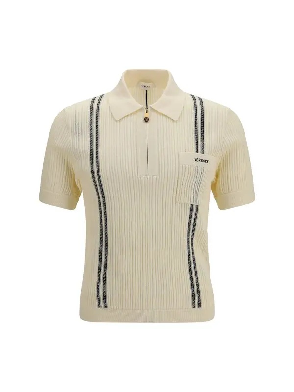 Versace Jacquard Cotton Knit Polo