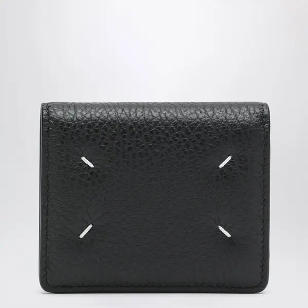 MAISON MARGIELA Four Stitches Compact Grained Leather Card Holder - Black