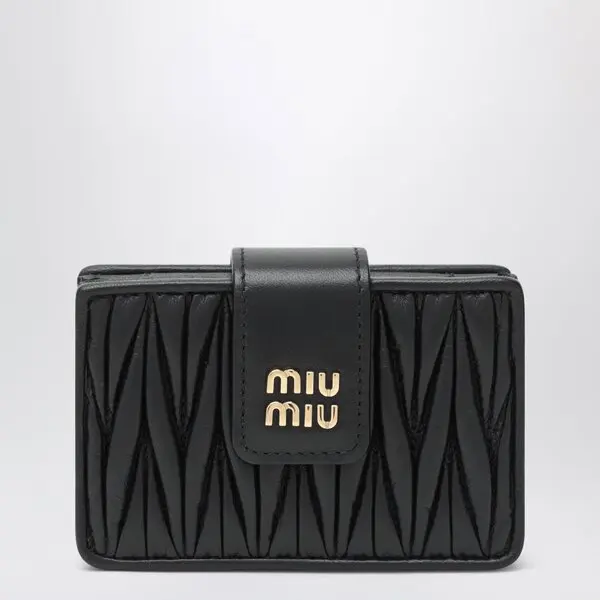 Miu Miu Card Holder In Matelasse Nappa Leather - Black