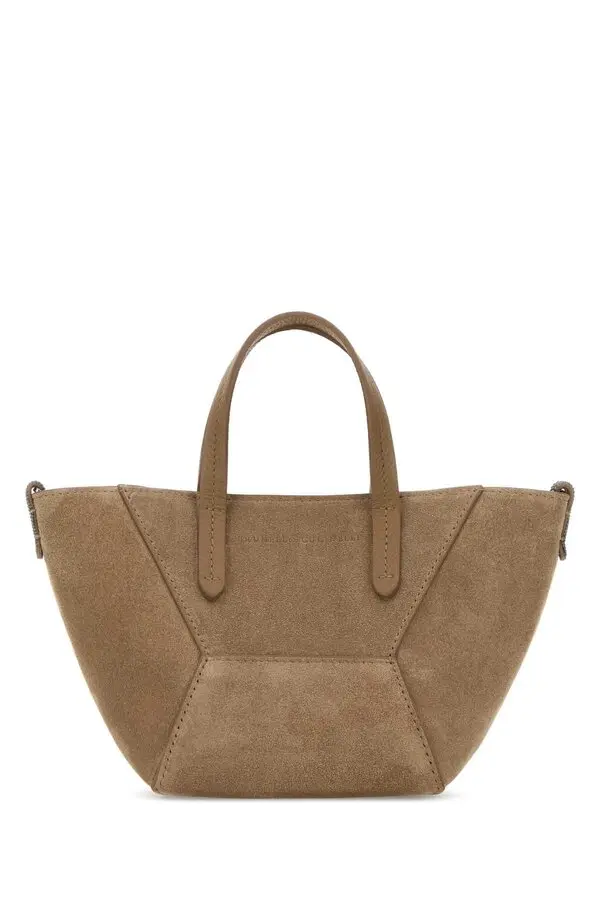 Brunello Cucinelli Biscuit Suede Handbag - Brown