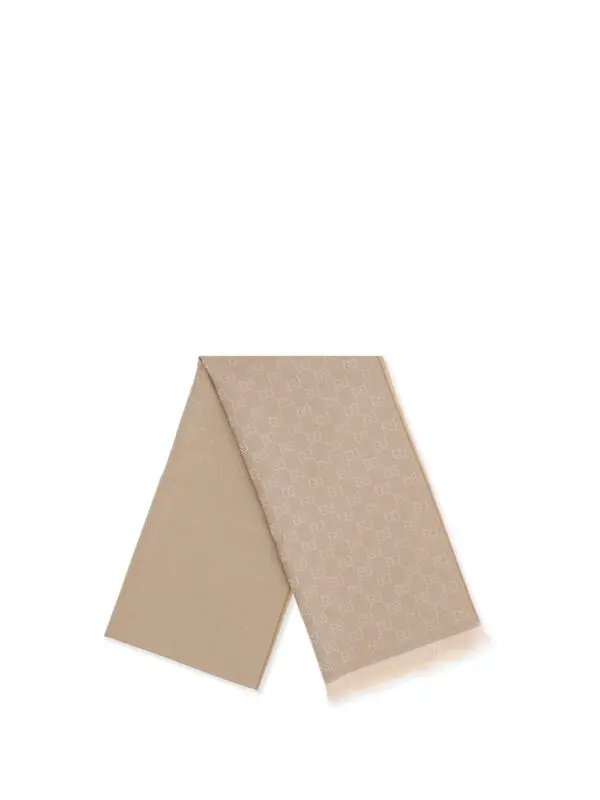 Gucci Gg Supreme Embroidered Wool Scarf - Cream