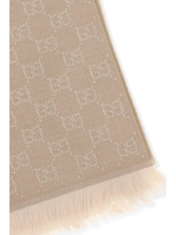 Gucci Gg Supreme Embroidered Wool Scarf - Cream