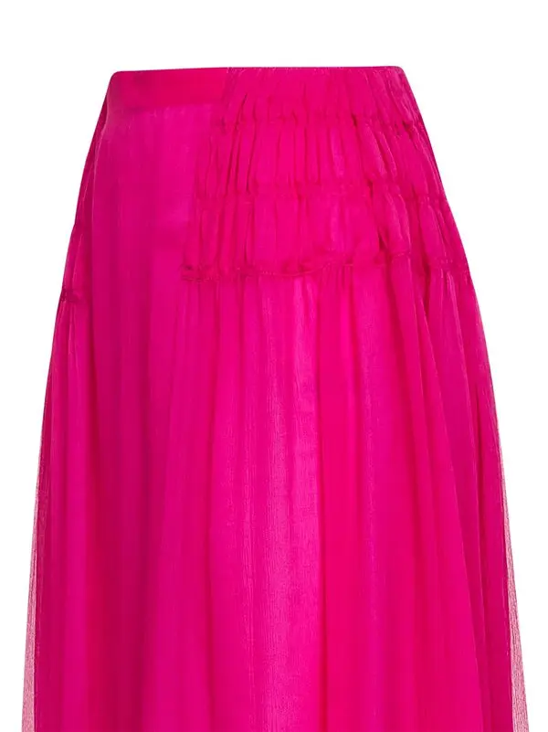Dries Van Noten Silk Muslin Long Ruffled Skirt - Multicolor