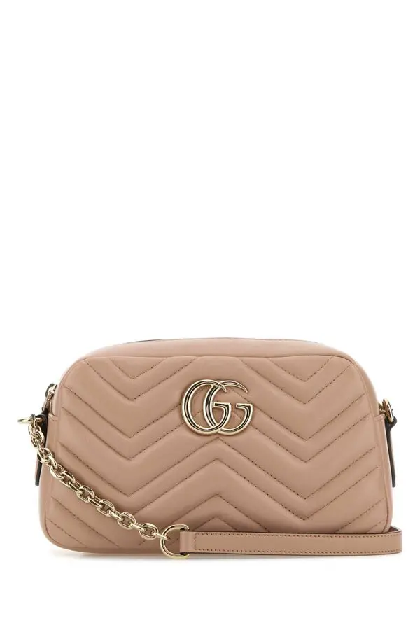 Gucci Nappa Leather Gg Marmont Crossbody Bag - Pink