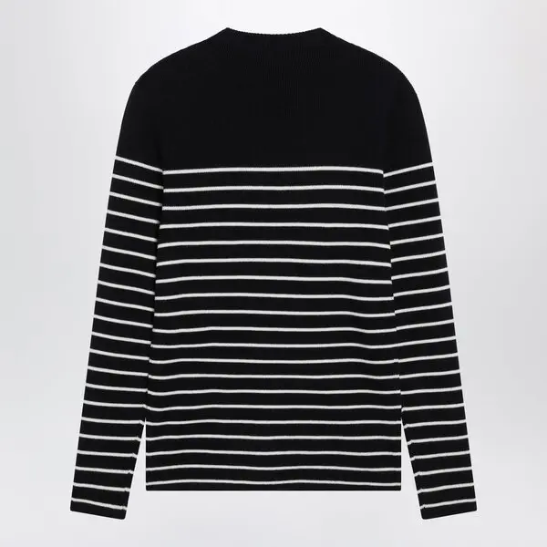 Dolce & Gabbana Blue/white Striped Wool Sweater With Buttons - Multicolor