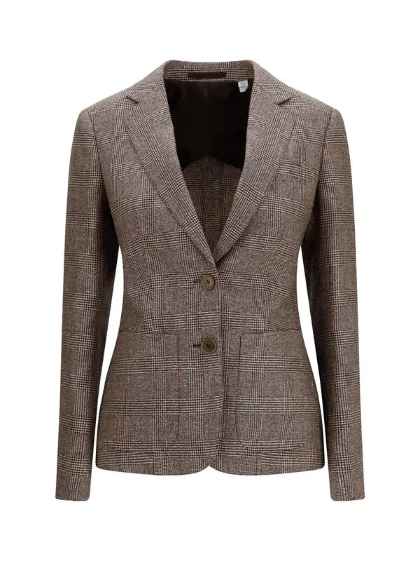 Burberry Single-breasted Wool And Linen Blazer - Brown