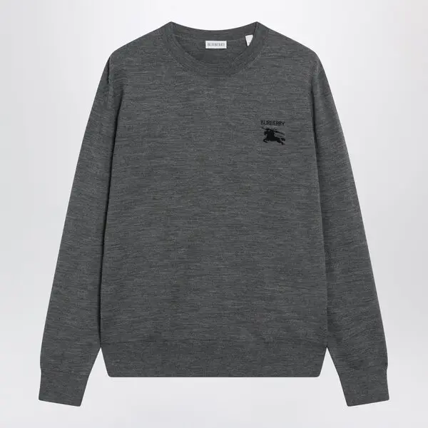 Burberry Grey Wool Crewneck Sweater - Gray