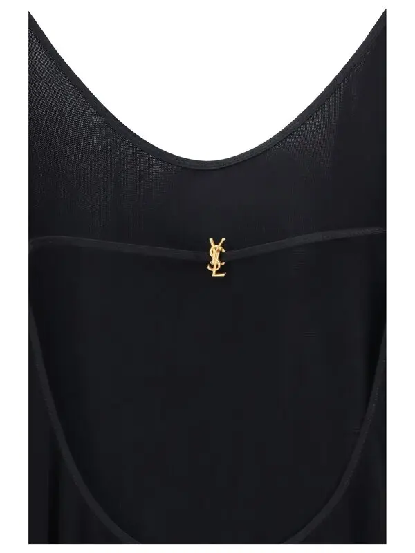 Saint Laurent Cassandre Open-back Ribbed-knit Dress