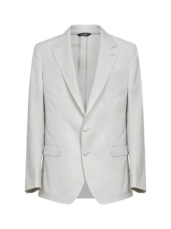 Dolce & Gabbana Beige Wool Poplin Single-breasted Blazer - Multicolor