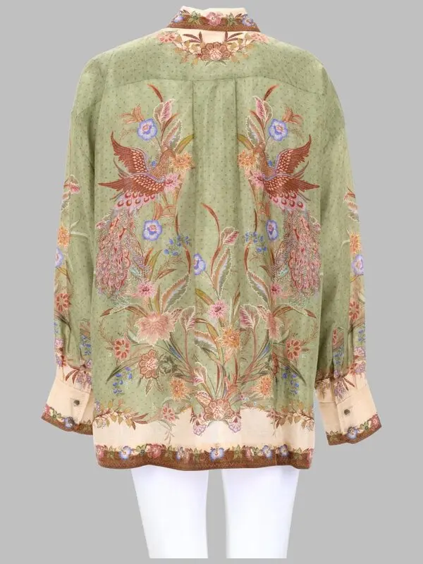 Zimmermann Silk Indrah Relaxed Fit Shirt - Green
