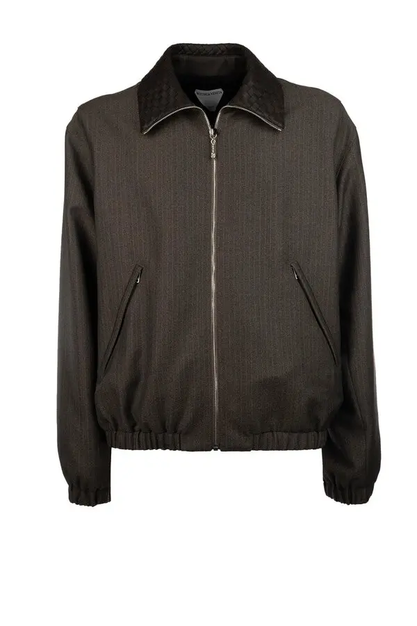 Bottega Veneta Leather Collar Bomber Jacket - Multicolor