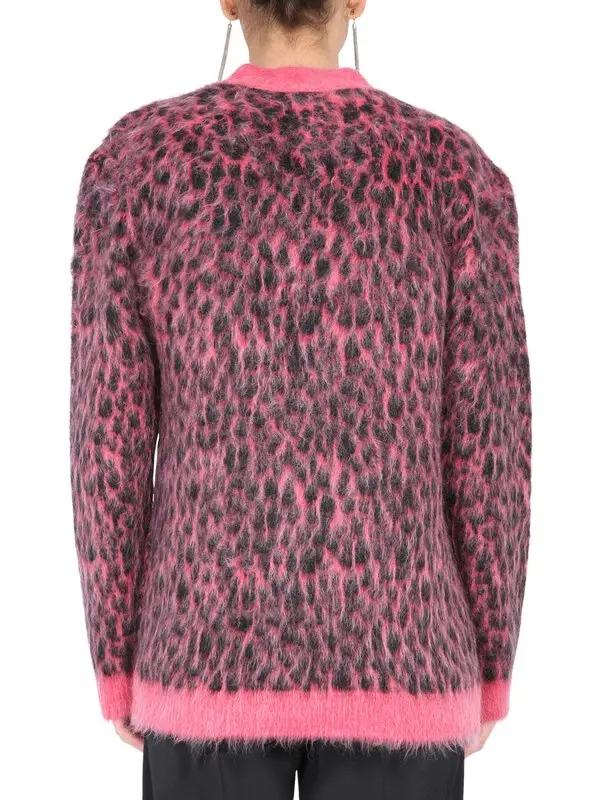 Saint Laurent Leopard Jacquard Cardigan