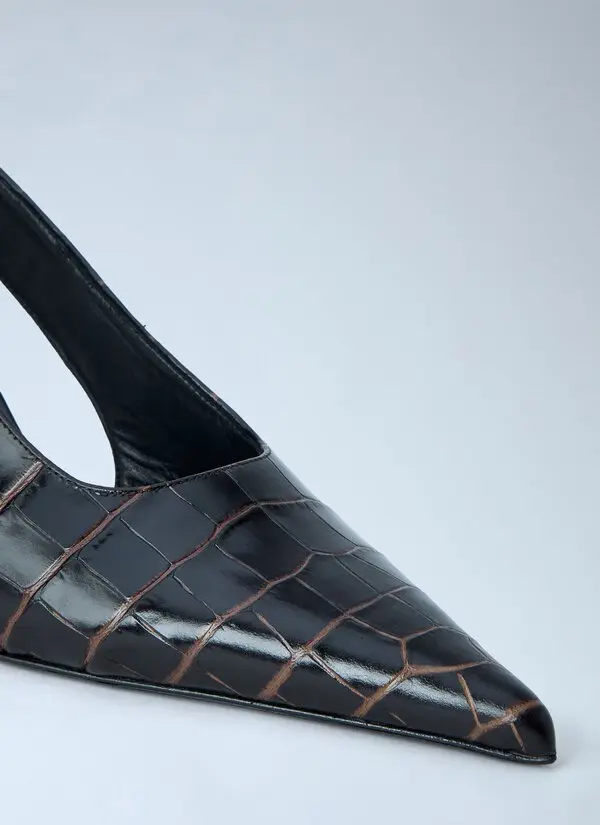 TOTEME Classic Croco-embossed Slingbacks
