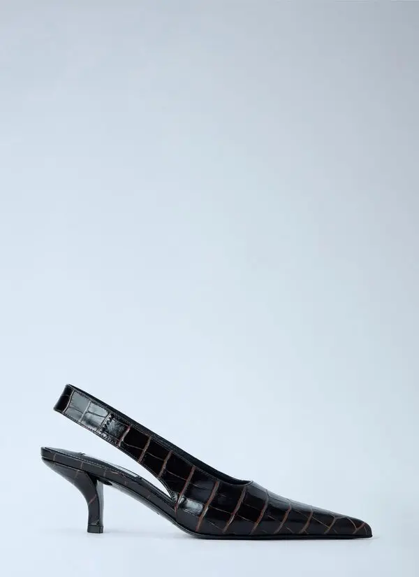 TOTEME Classic Croco-embossed Slingbacks - Black